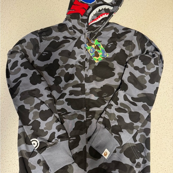 Bape | Jackets & Coats | Bape Gray Camo Shark Hoodie | Poshmark